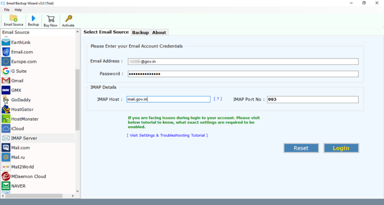 Gov.in Email Backup - Export Emails from @gov.in to PC
