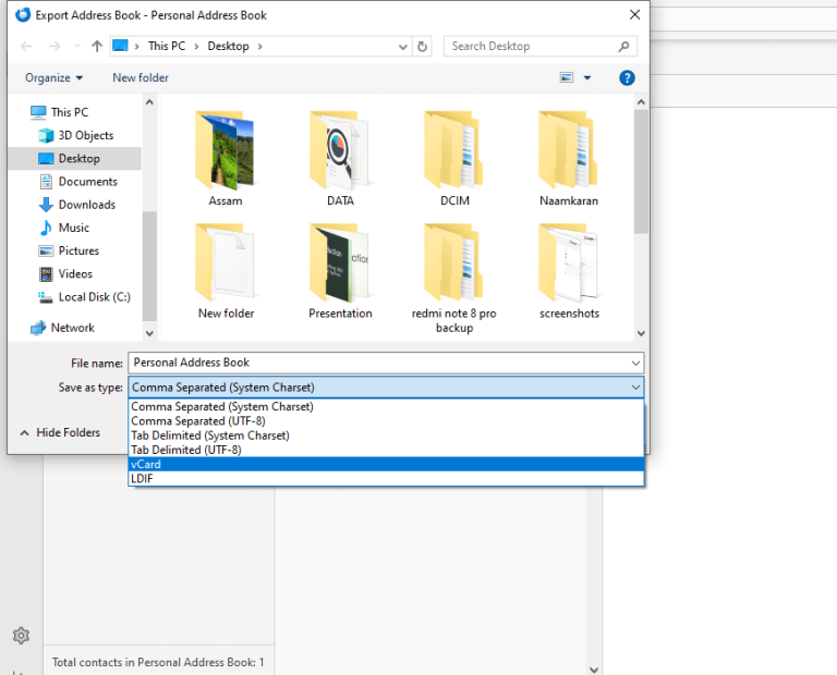 How to Export Thunderbird Contacts to vCard (.vcf)?