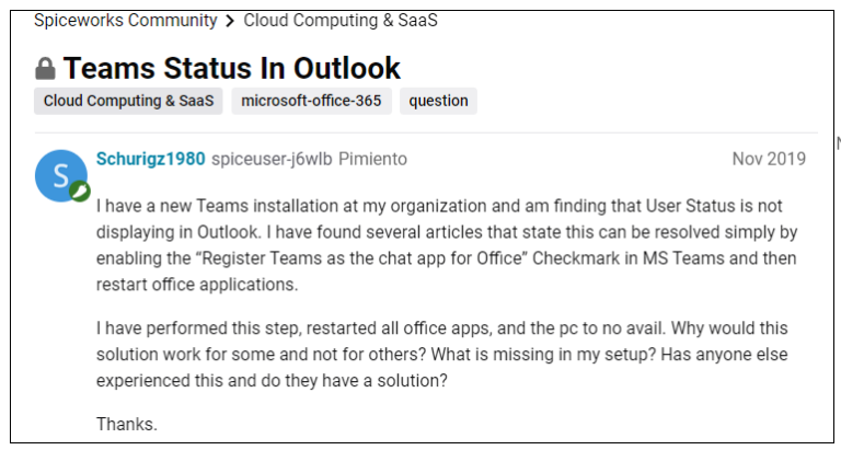 Why is Outlook Not Showing Online Status?